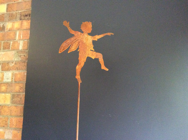 Rust Boy Fairy Stake - Faeren Designs
