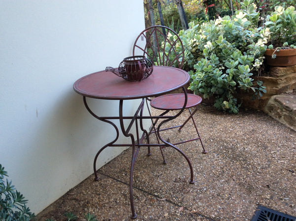 Federation Antique Red Round Metal Table - Faeren Designs