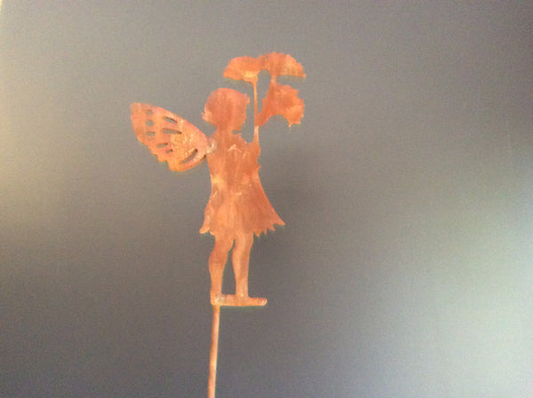Rust Double winged Angel with flowers/leaves - Faeren Designs