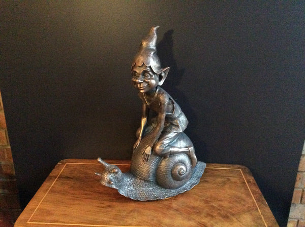 Resin - Elf Riding Snail - Copper Finish - Faeren Designs